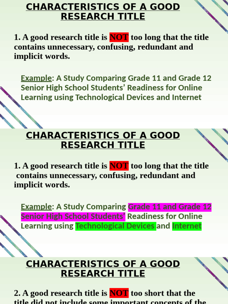Characteristics of A Good Research Title | PDF