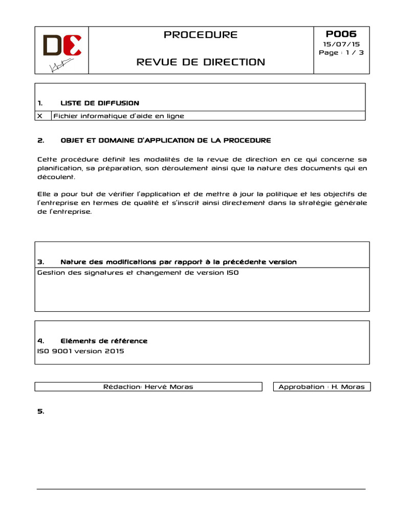 P006 Revue de Direction | PDF