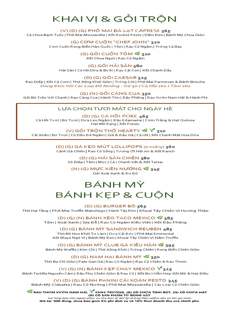 Menu NamHai | PDF