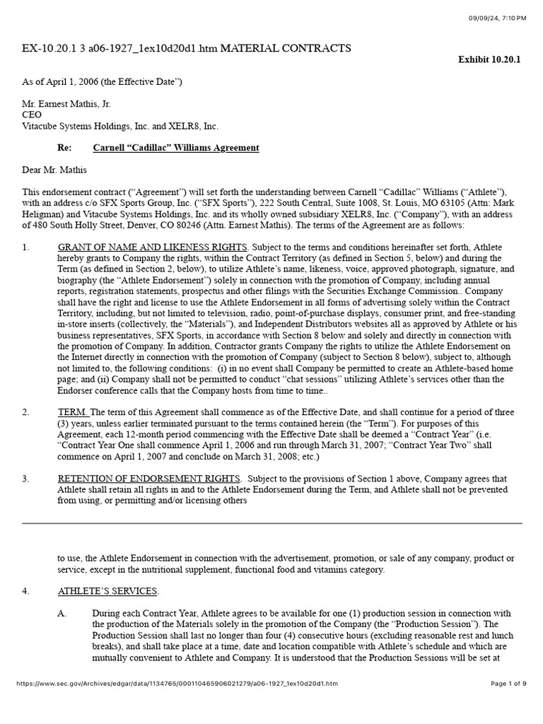 Player Contract-Sample | PDF