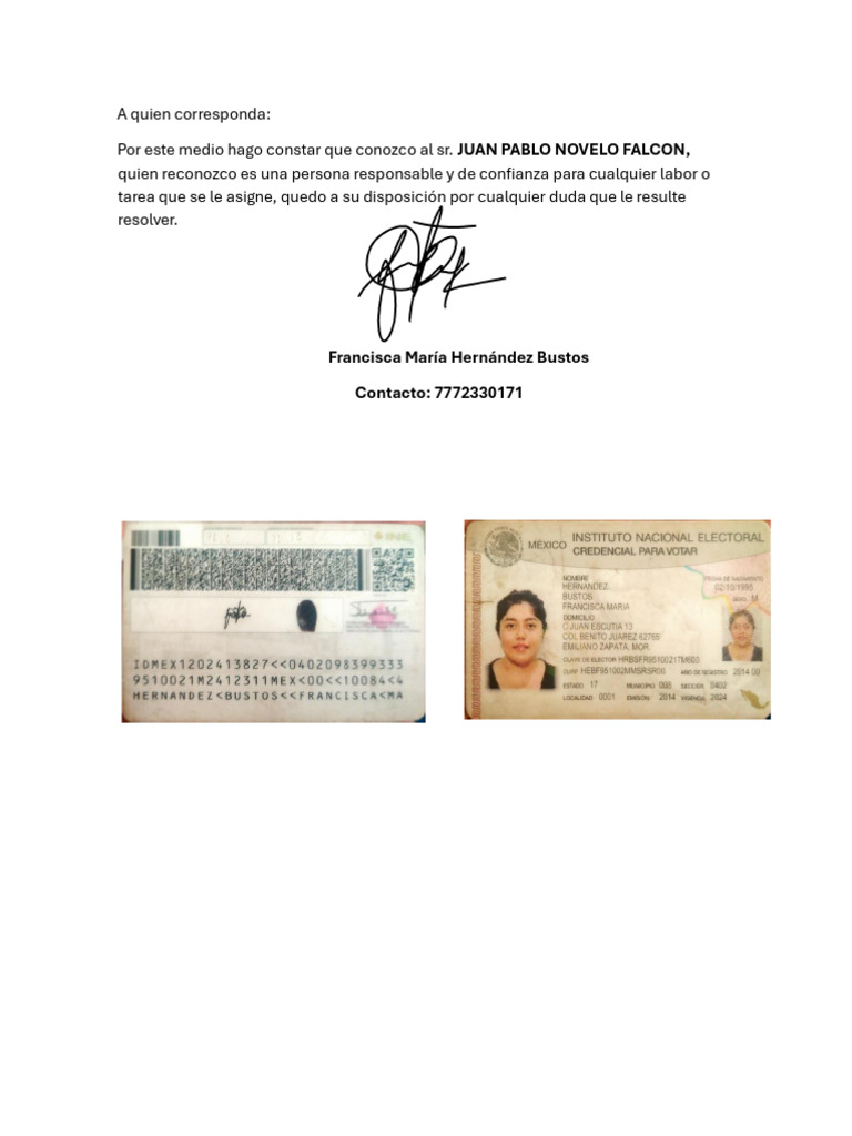 Carta Firmada | PDF | Relaciones personales, crianza y desarrollo personal