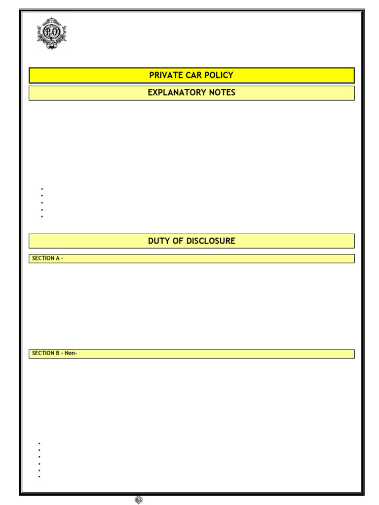 Comprehensive Private Car Policy Document English | PDF