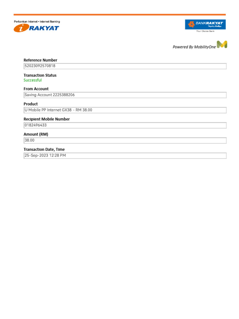 IRakyat - Prepaid Reload - Acknowledgement | PDF