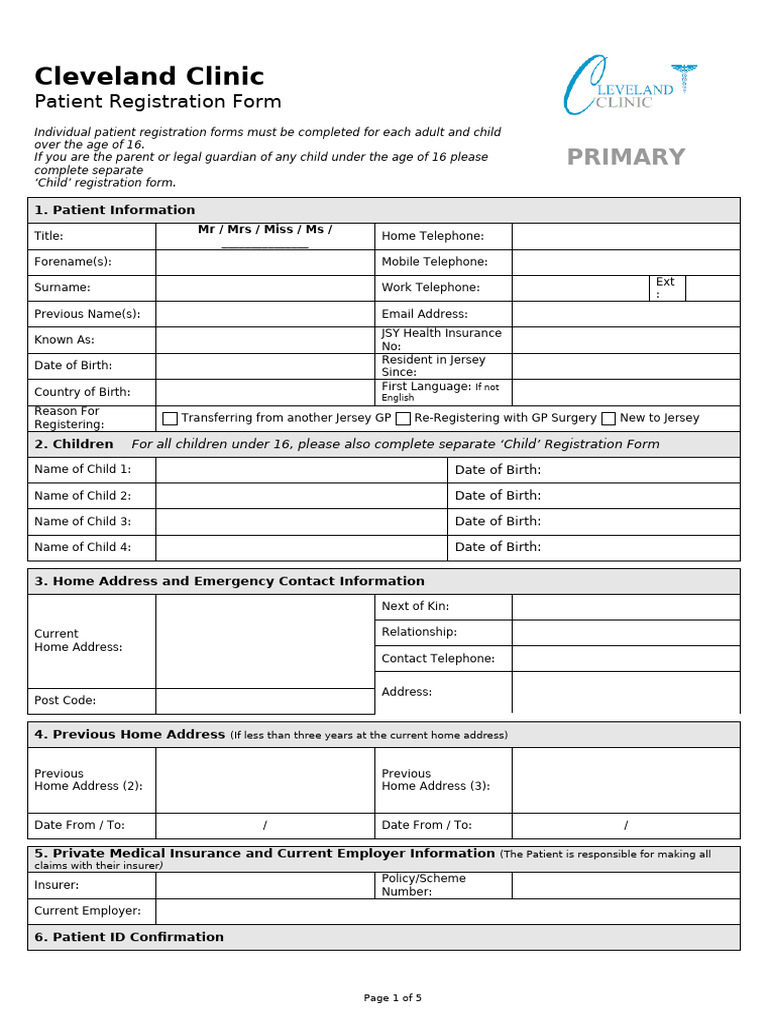 Patient Registration Form 35 | PDF