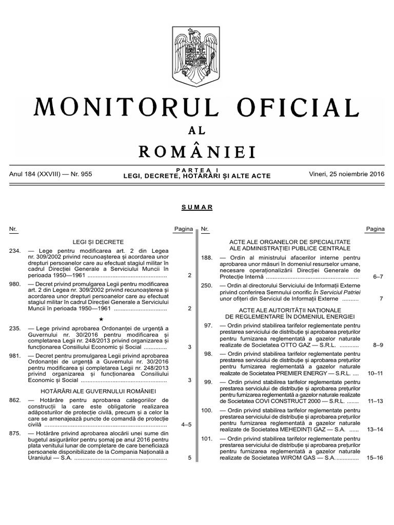 HGR Nr. 862 Din 2016 (Adaposturi Protectie Civila) | PDF