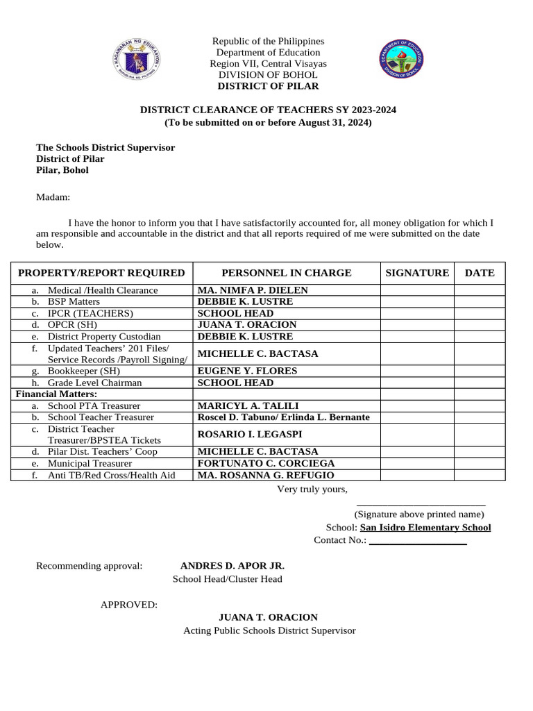 District Clearance 2024 1 | PDF