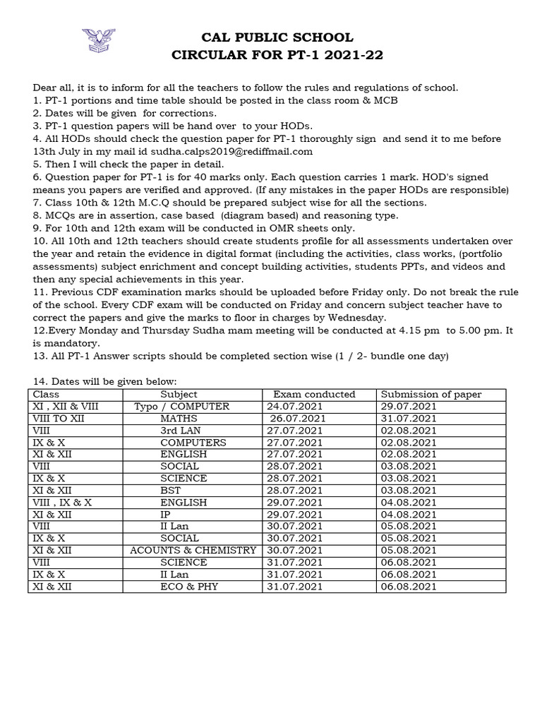 PT-1 Circular | PDF