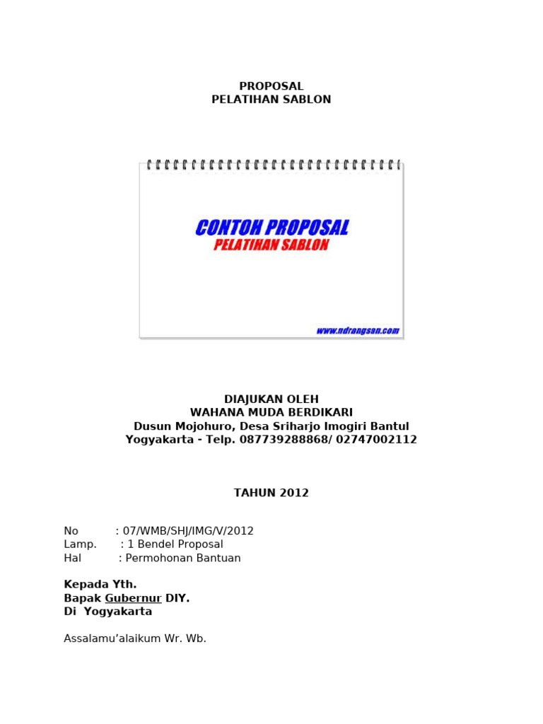 Proposal Pelatihan Sablon | PDF