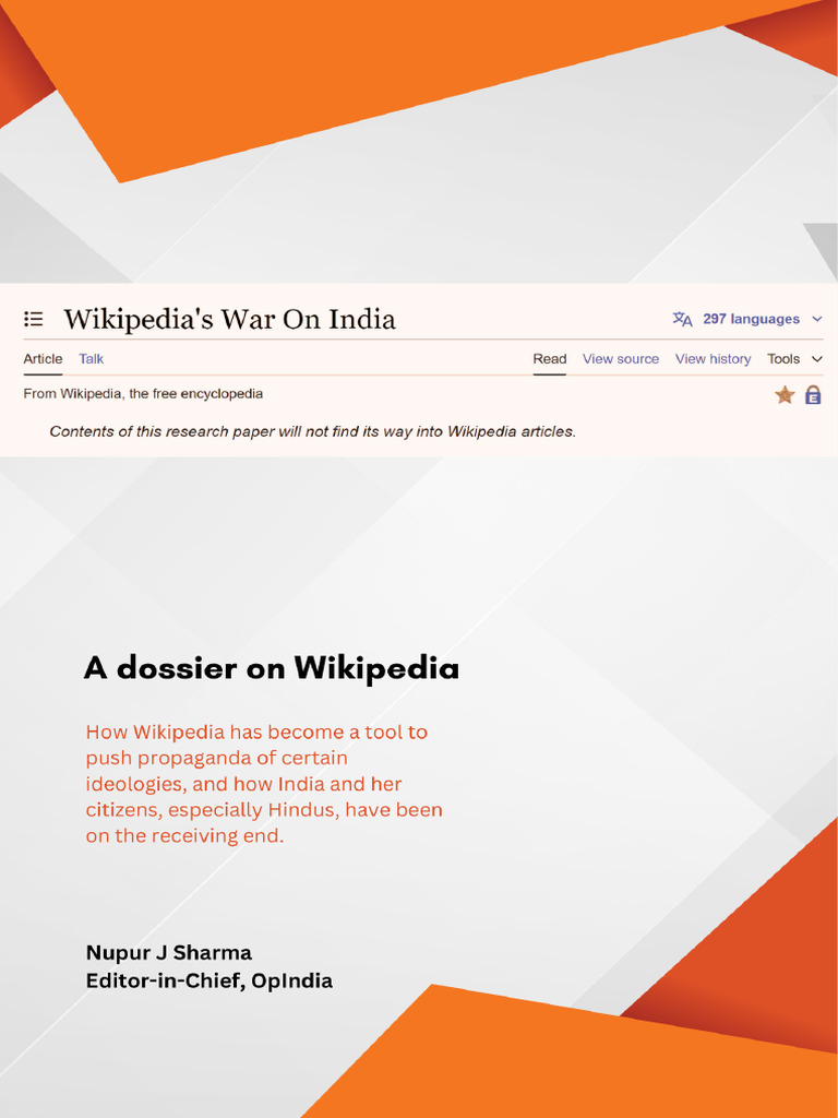 Wikipedia's War on India - An OpIndia Dossier | PDF