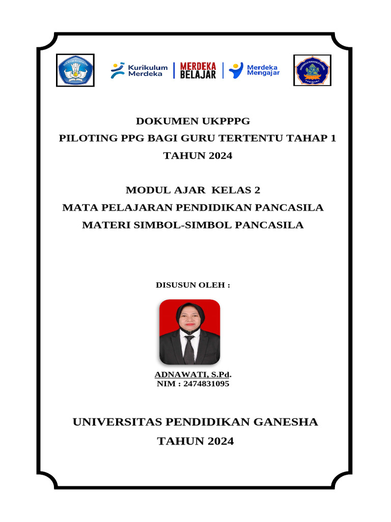 Modul Ajar PPKN Kelas 2 Persiapan Ukin PPG 2024 | PDF