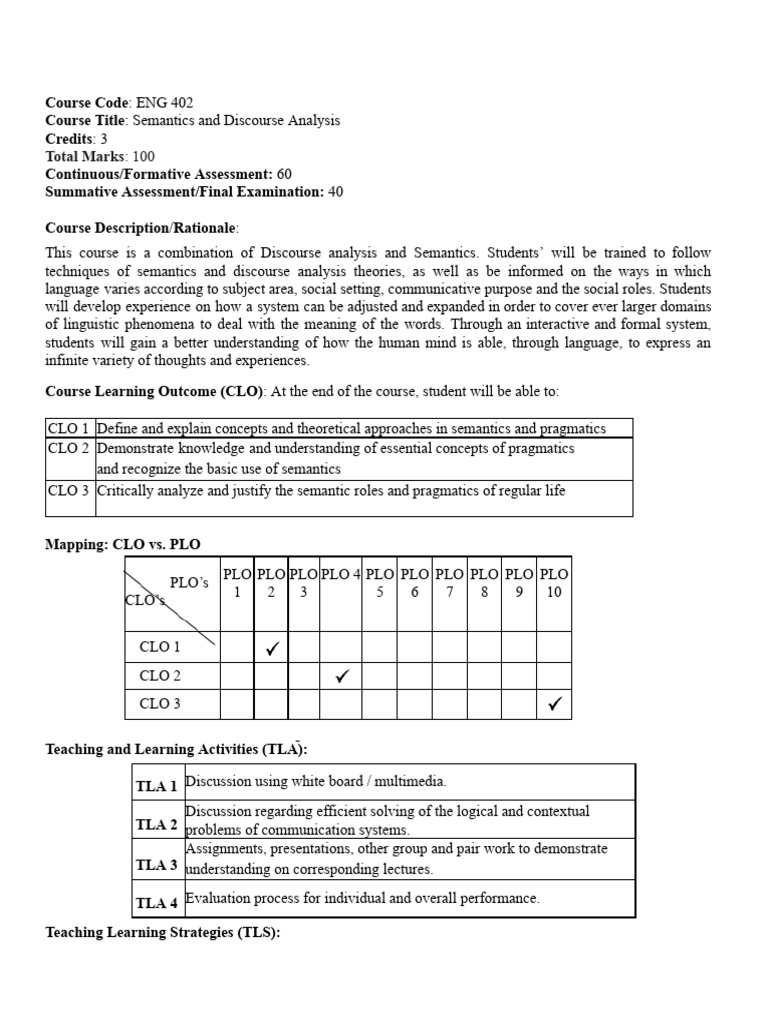 ENG 402 Course Outline | PDF