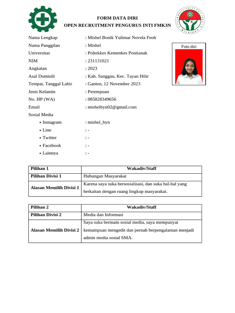 FORM DARA DIRI Mishel | PDF