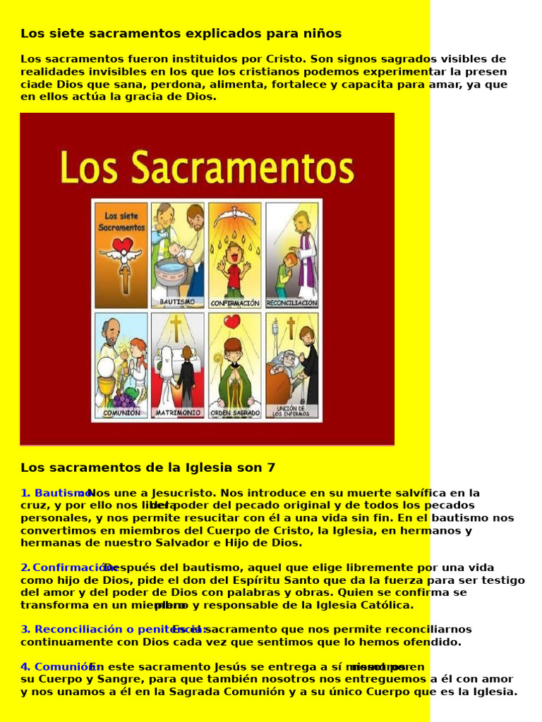 Los Sacramentos Explicados para Niños | PDF
