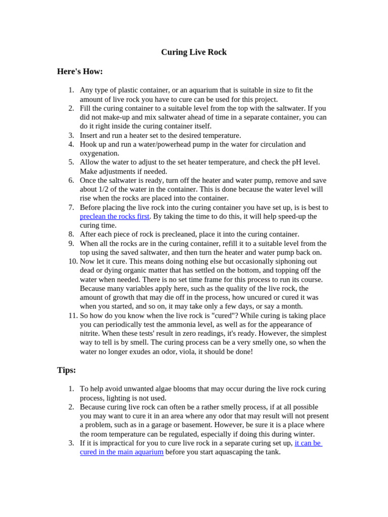 Curing Live Rock | PDF