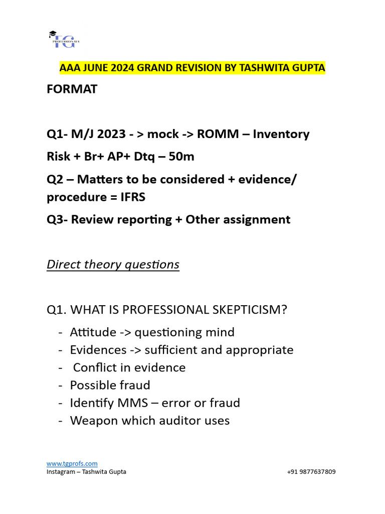 Aaa June 2024 Grand Revision by Tashwita Gupta | PDF