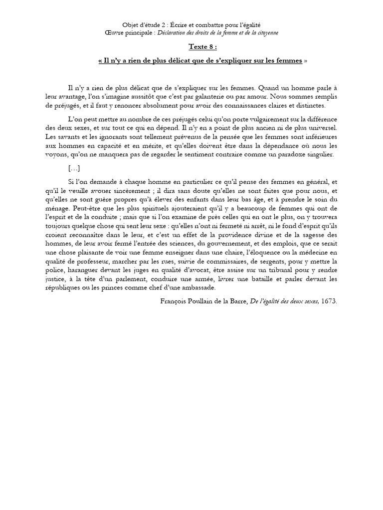 Texte 8 Poullain de La Barre | PDF
