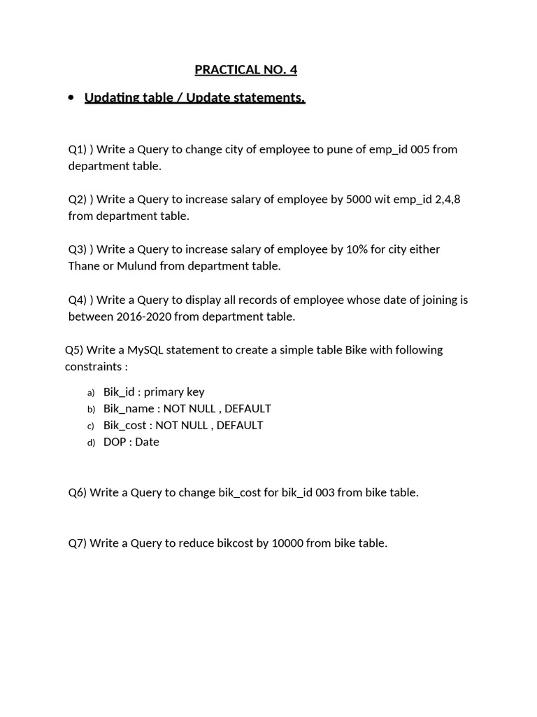 DBMS Practical 4 | PDF