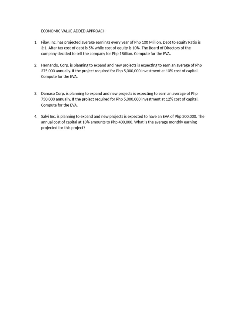 Economic Value Added Approach | PDF