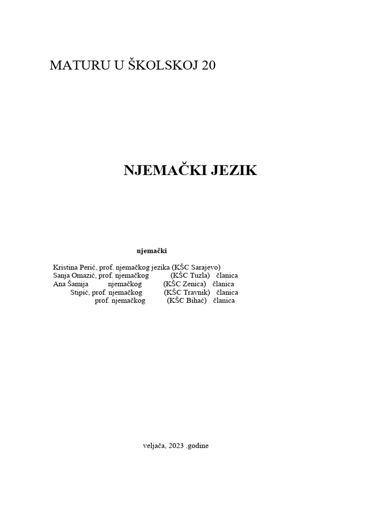 Katalog Za Eksternu Maturu - Njemacki Jezik | PDF