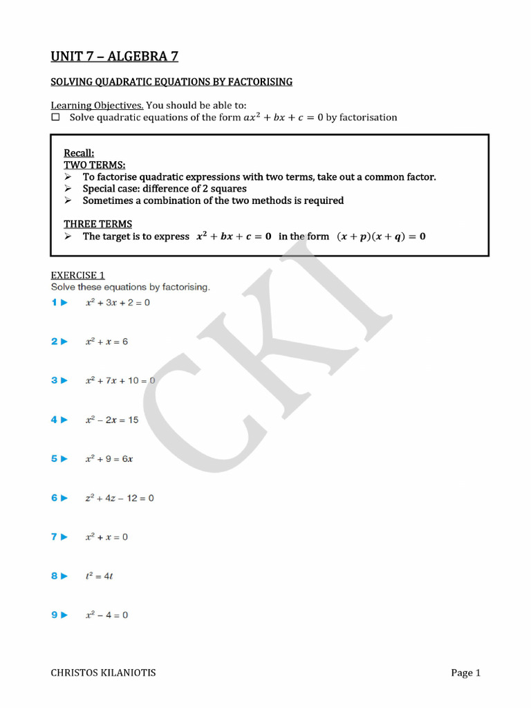 Algebra 7 | PDF