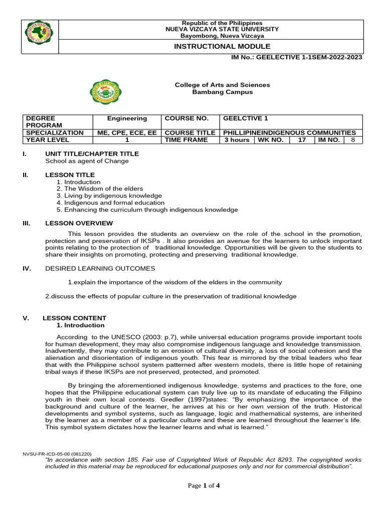Pic Module 8 School Revised | PDF