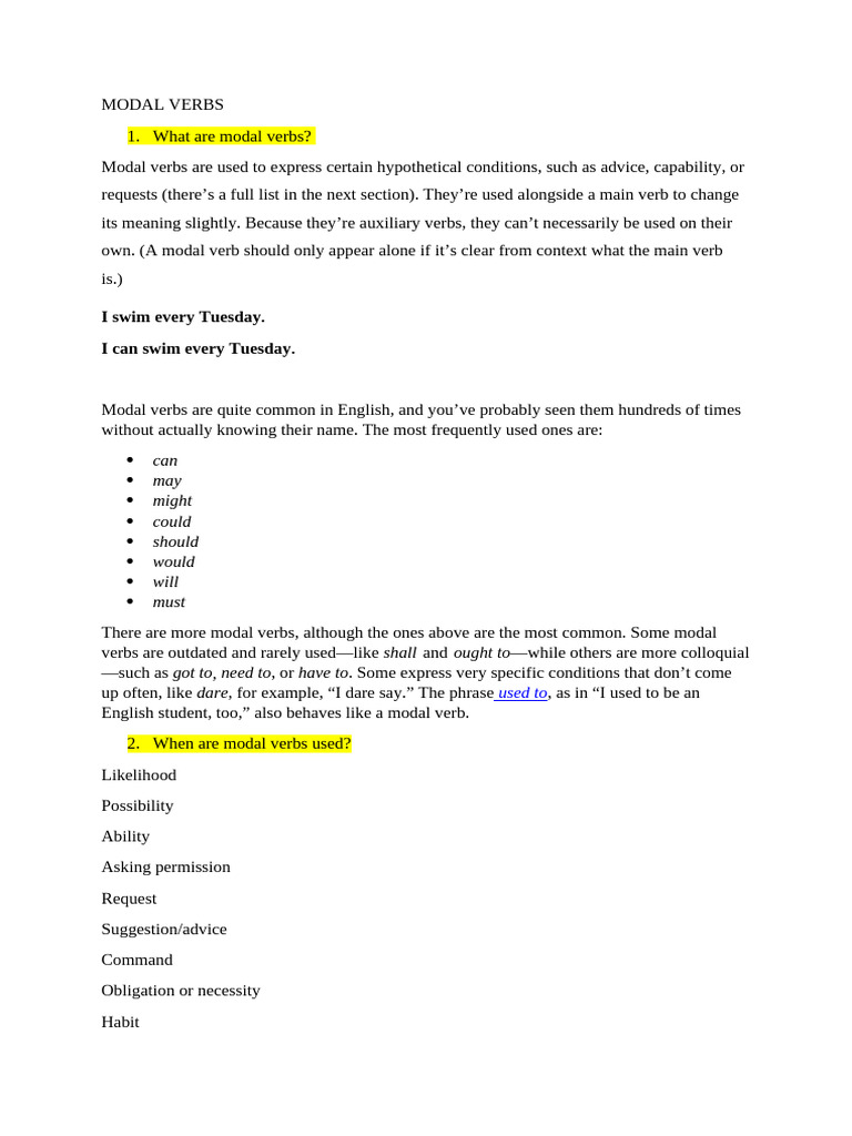 Modal Verbs | PDF