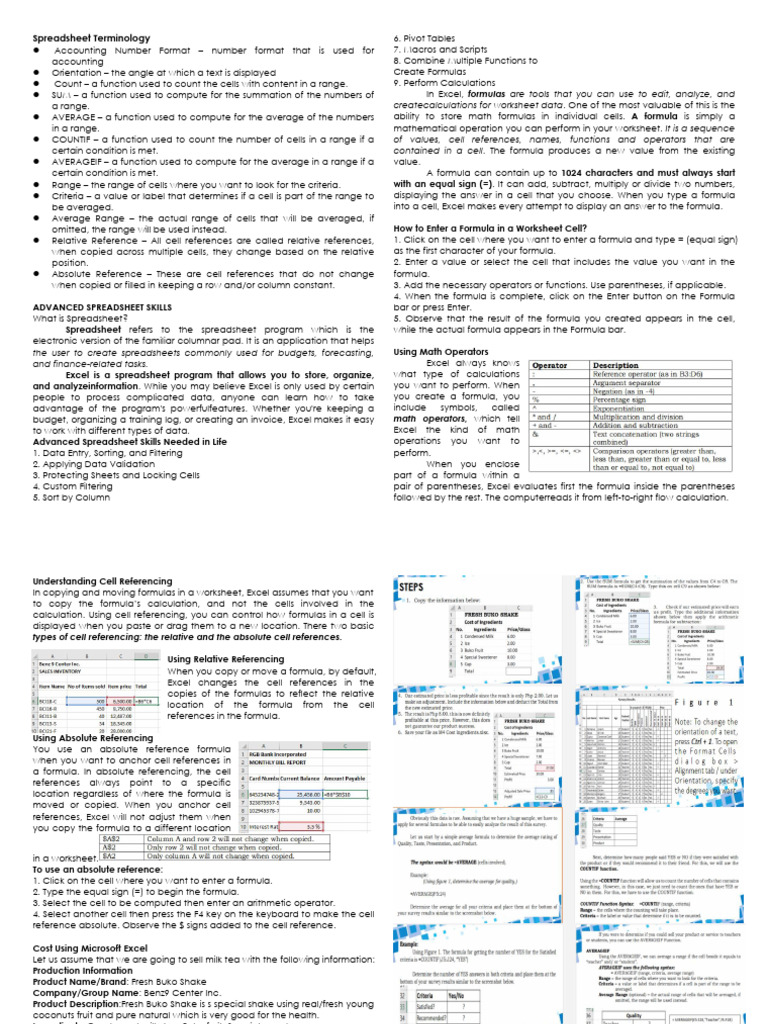 Spreadsheet Terminology | PDF