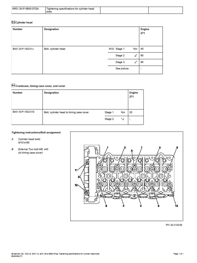 Cylinder Head Bolt Torque Specs 271 | PDF | Technology & Engineering