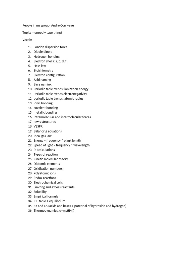Andre Corriveau Board Game Chem | PDF