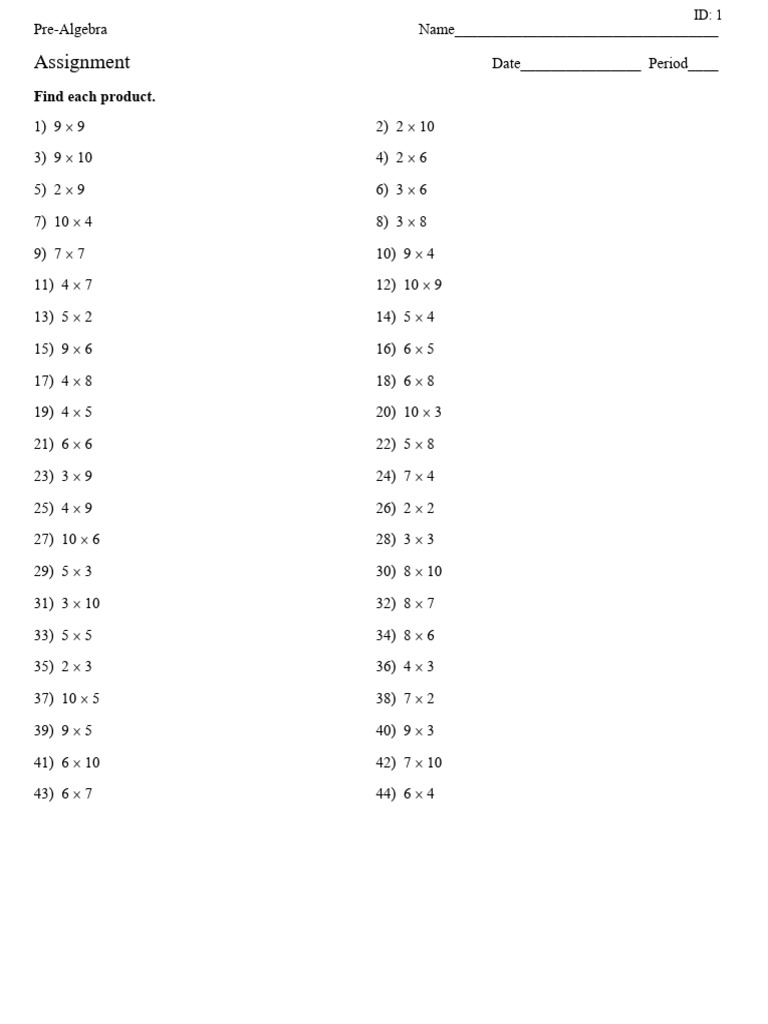 Pre-Algebra Multiplication Practice | PDF | Teaching Methods & Materials