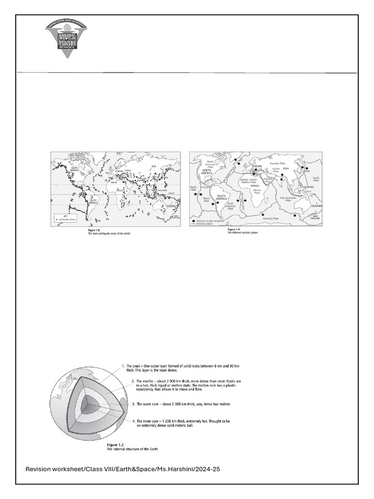 Class 8 Earth & Space Revision Worksheet | PDF