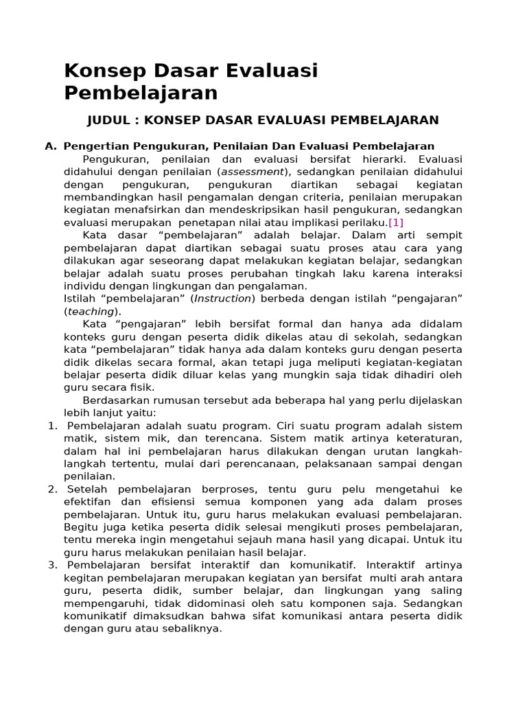 Konsep Dasar Evaluasi Pembelajaran | PDF