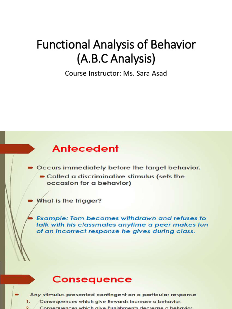 Functional Analysis of Behavior | PDF