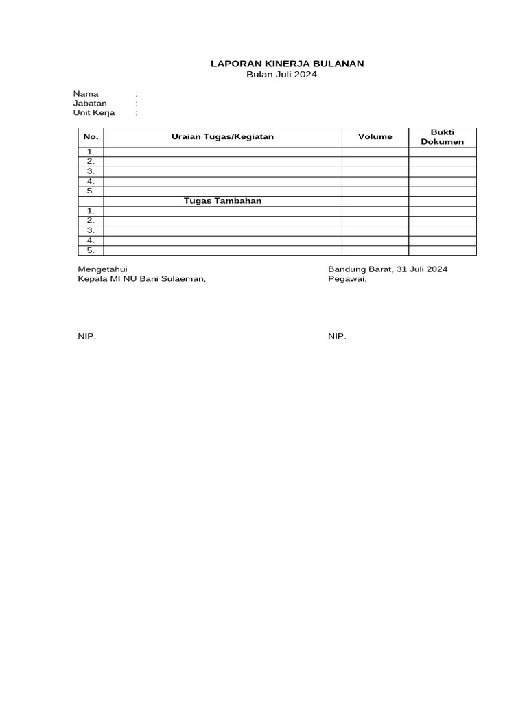 Contoh LKB Juli 2024 | PDF