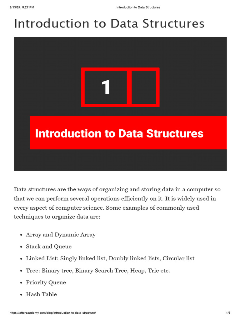 Introduction To Data Structures | PDF