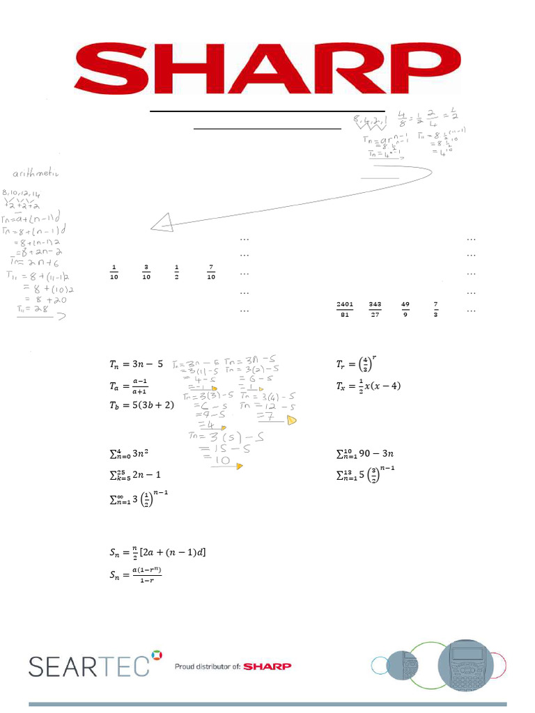 Worksheet 1 - Patterns Sequences and Series Grade 12 Maths | PDF