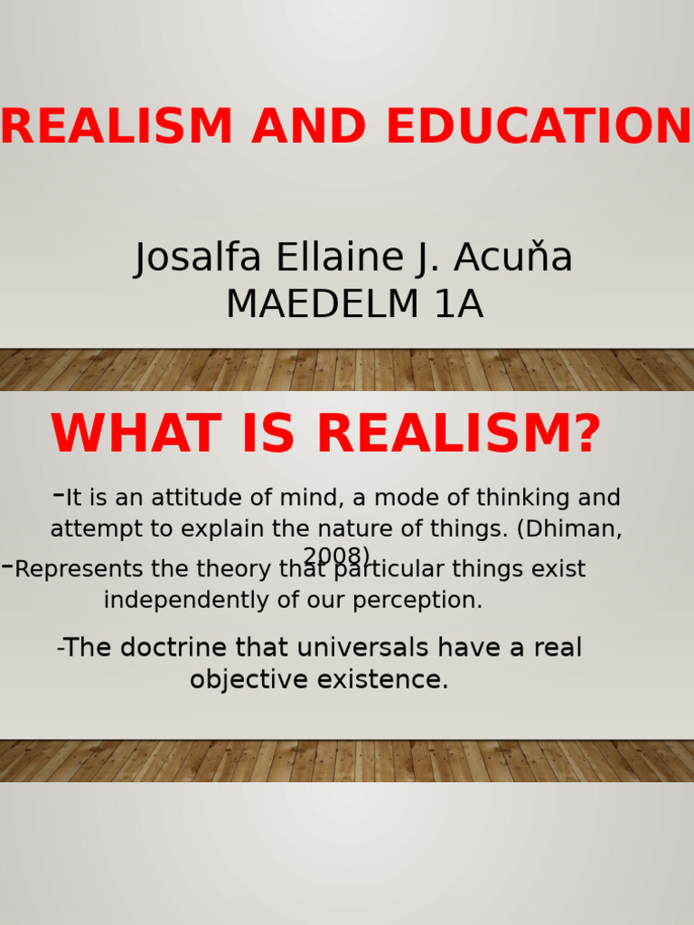 Realism in Education 055803 | PDF