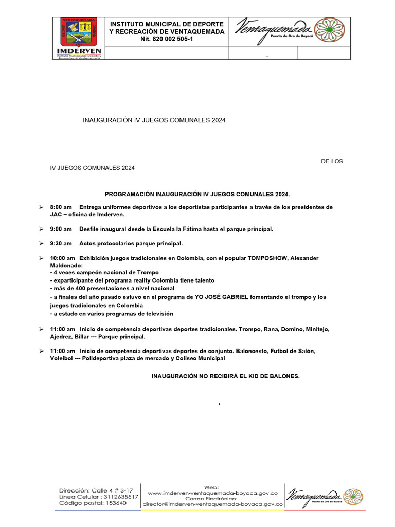 Circular 018 Juegos Comunales | PDF