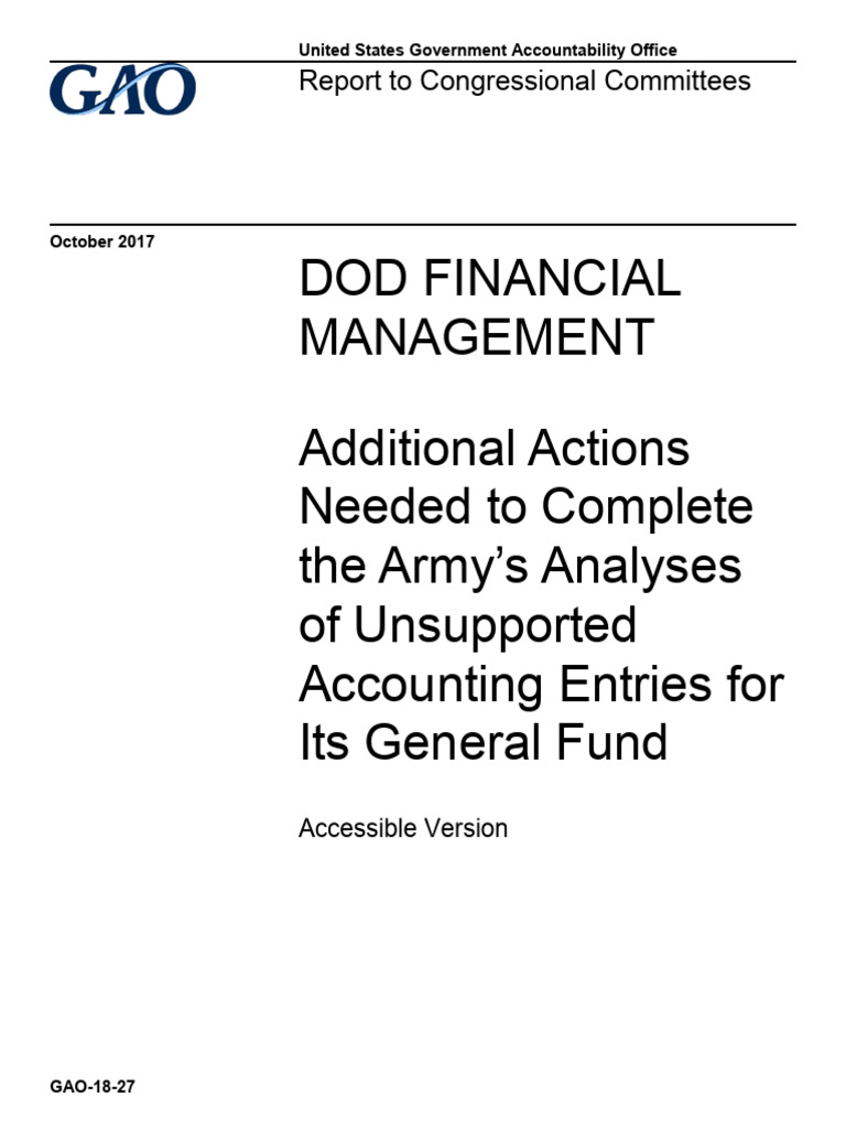Dod Financial Management Additional Actions Needed To Complete The Army ...