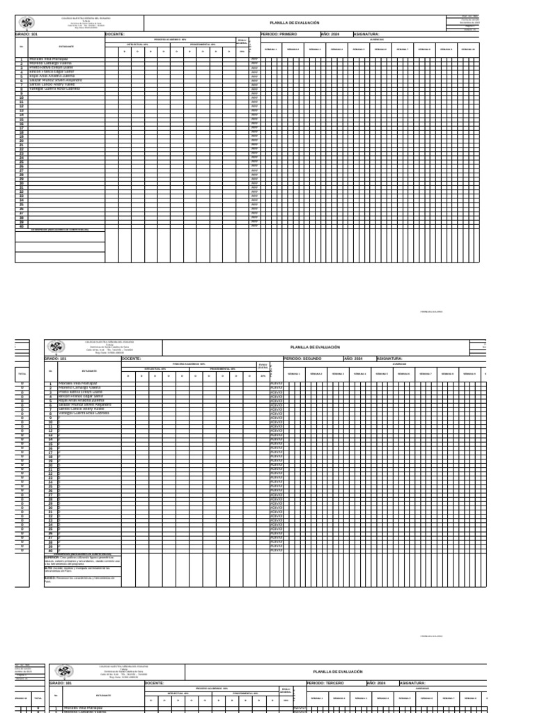 Planillas de Notas (Version 1) | PDF