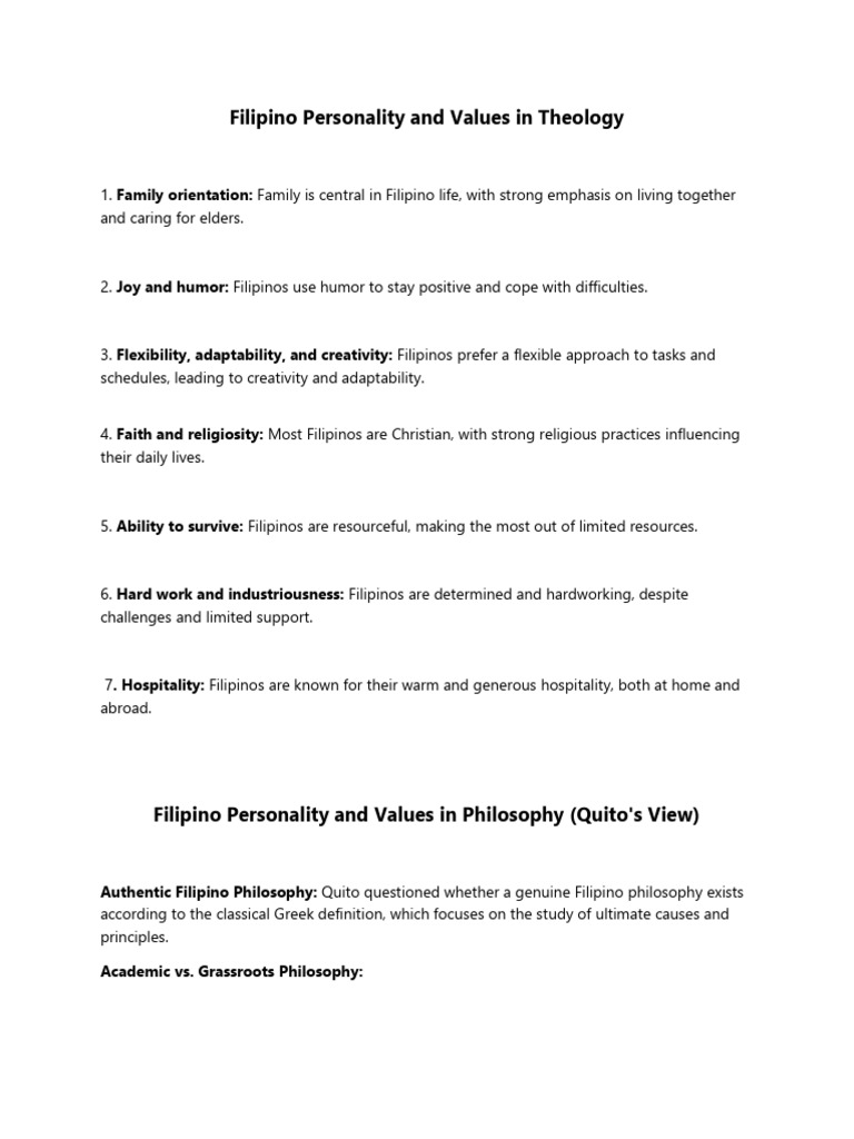 Filipino Personality and Values | PDF