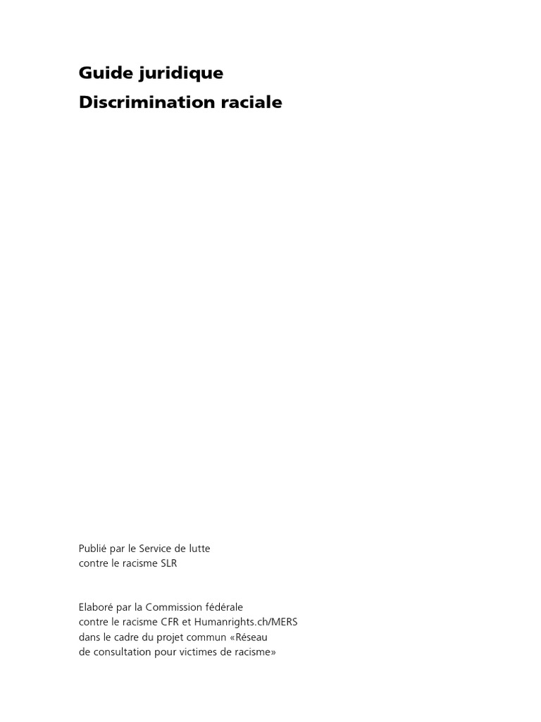 Guide Juridique Discrimination Raciale | PDF