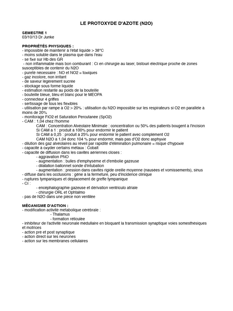 Le Protoxyde D'azote | PDF