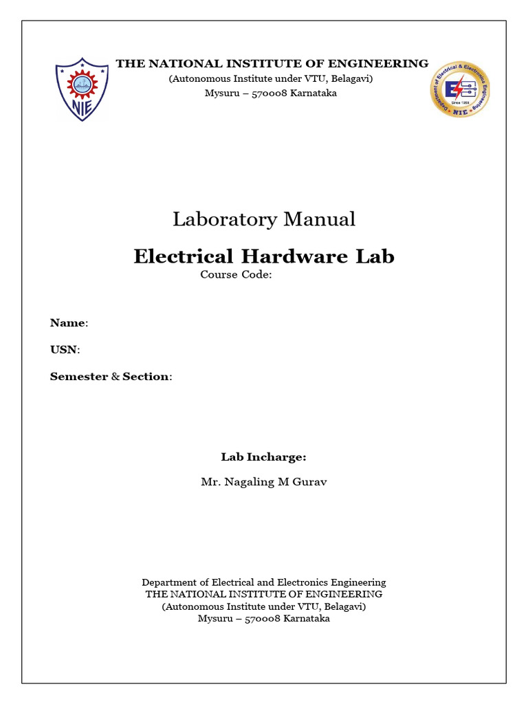 Electrical Hardware Lab Manual | PDF