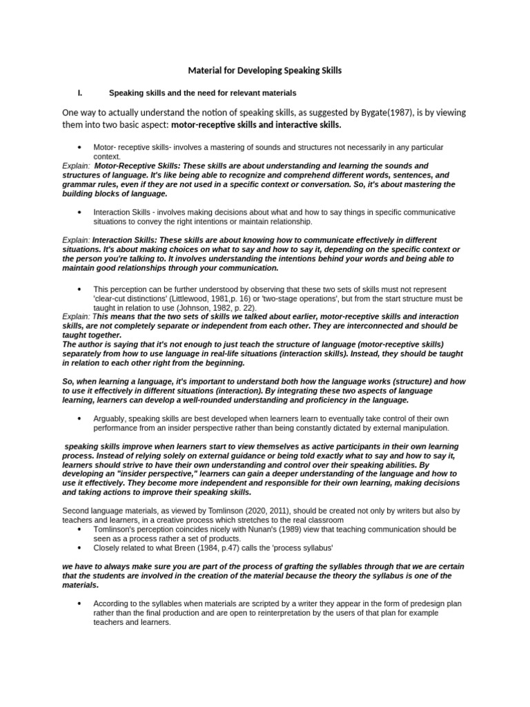 Speaking Skills | PDF