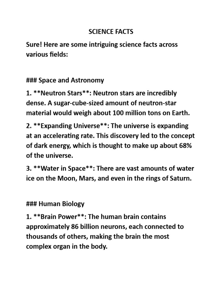 SCIENCE FACTS | PDF