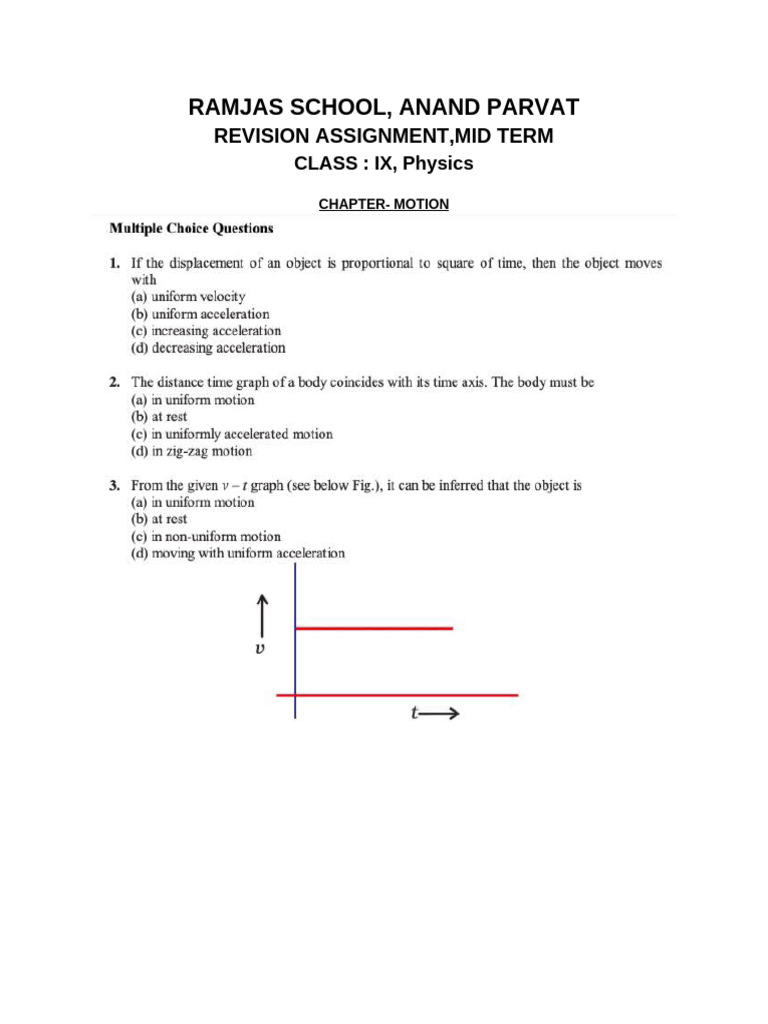 Ramjas School, Anand Parvat: Revision Assignment, Mid Term | PDF