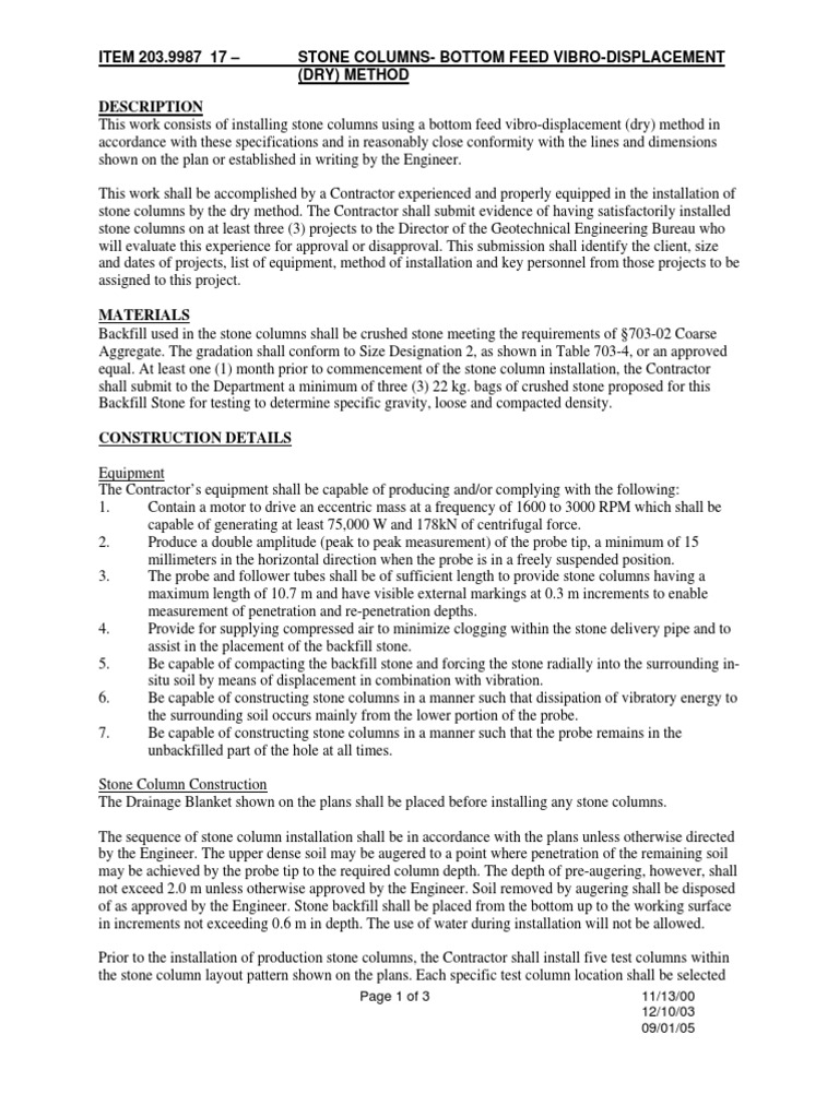 Bottom Feed Stone Column (Dry) | PDF | Soil | General Contractor