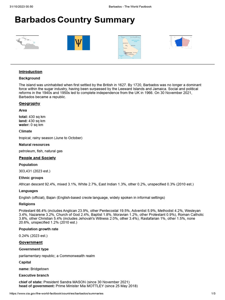 Barbados - The World Factbook | PDF