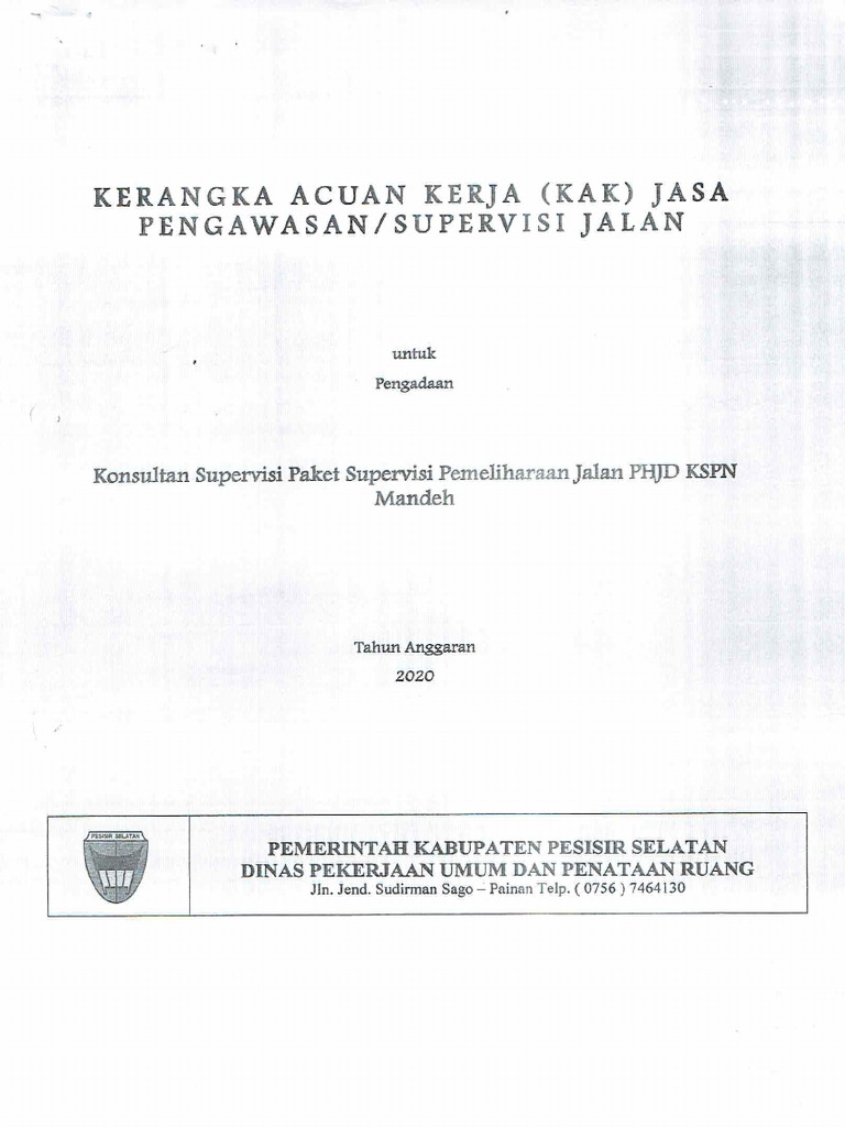 KAK Konsultan Supervisi Struktur Jalan Dak | PDF